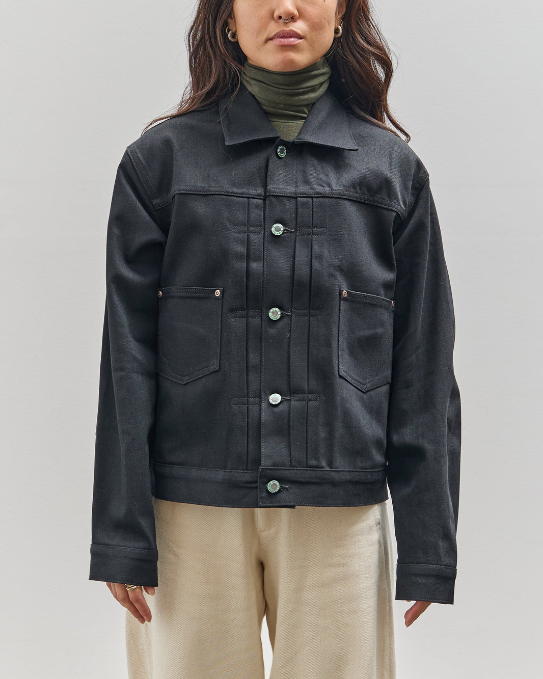 Brain Dead 13.2oz Selvedge Denim Trucker Jacket, Solid Black – Glasswing