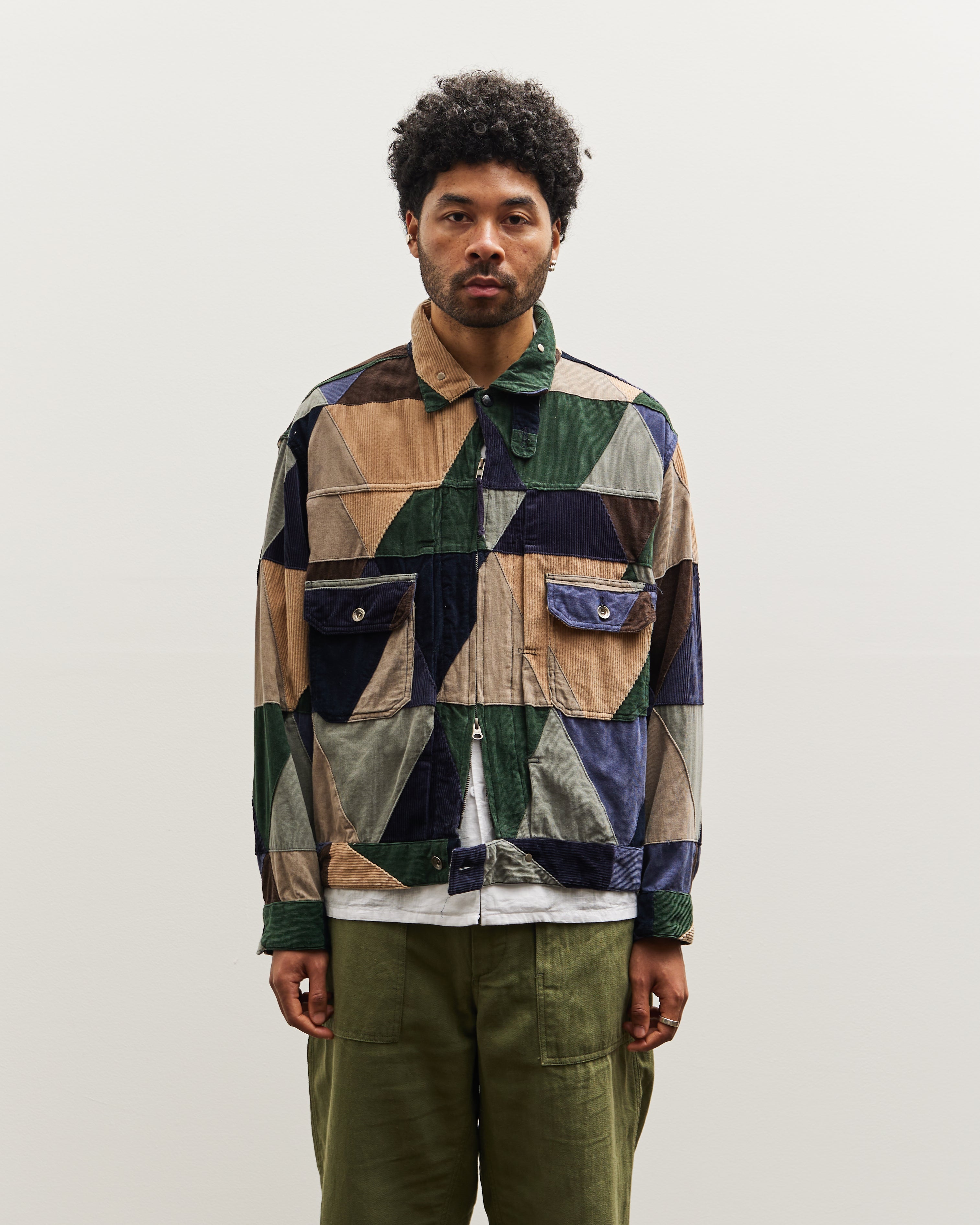 Engineered Garments Corduroy Trucker Jacket, Triangle Patchwork – Glasswing