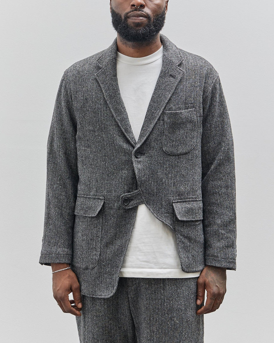 Engineered Garments Slanted Jacket, Grey Poly Wool Herringbone – Glasswing