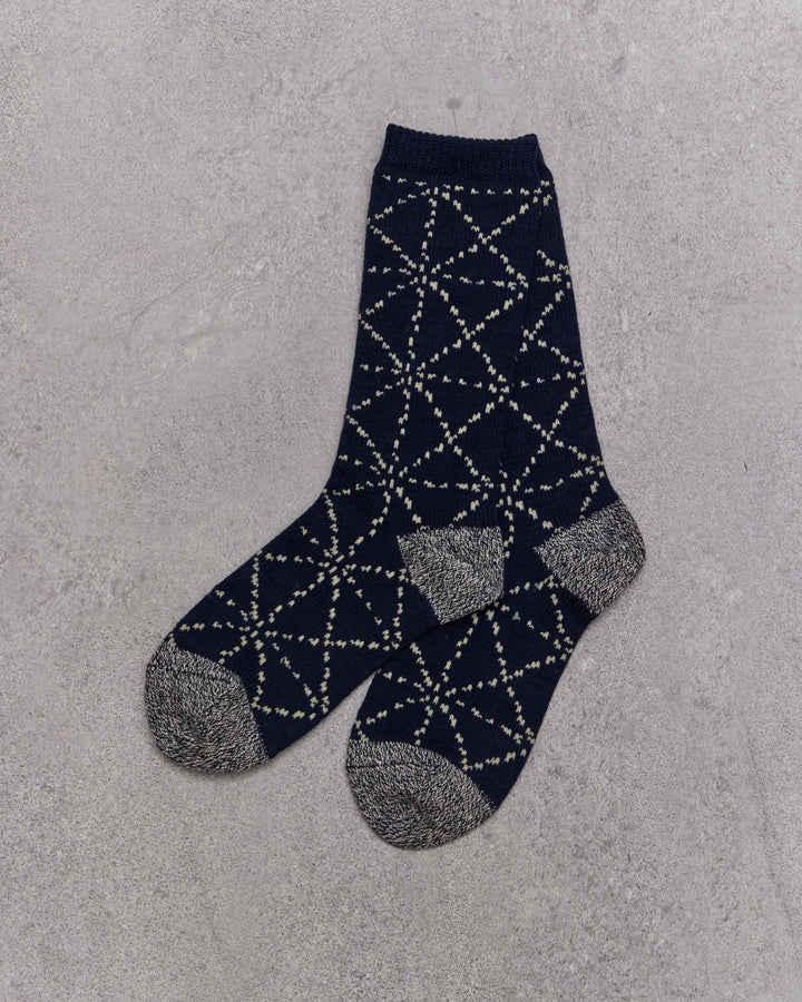 Kapital 84 Yarns Sashiko Socks, Navy – Glasswing