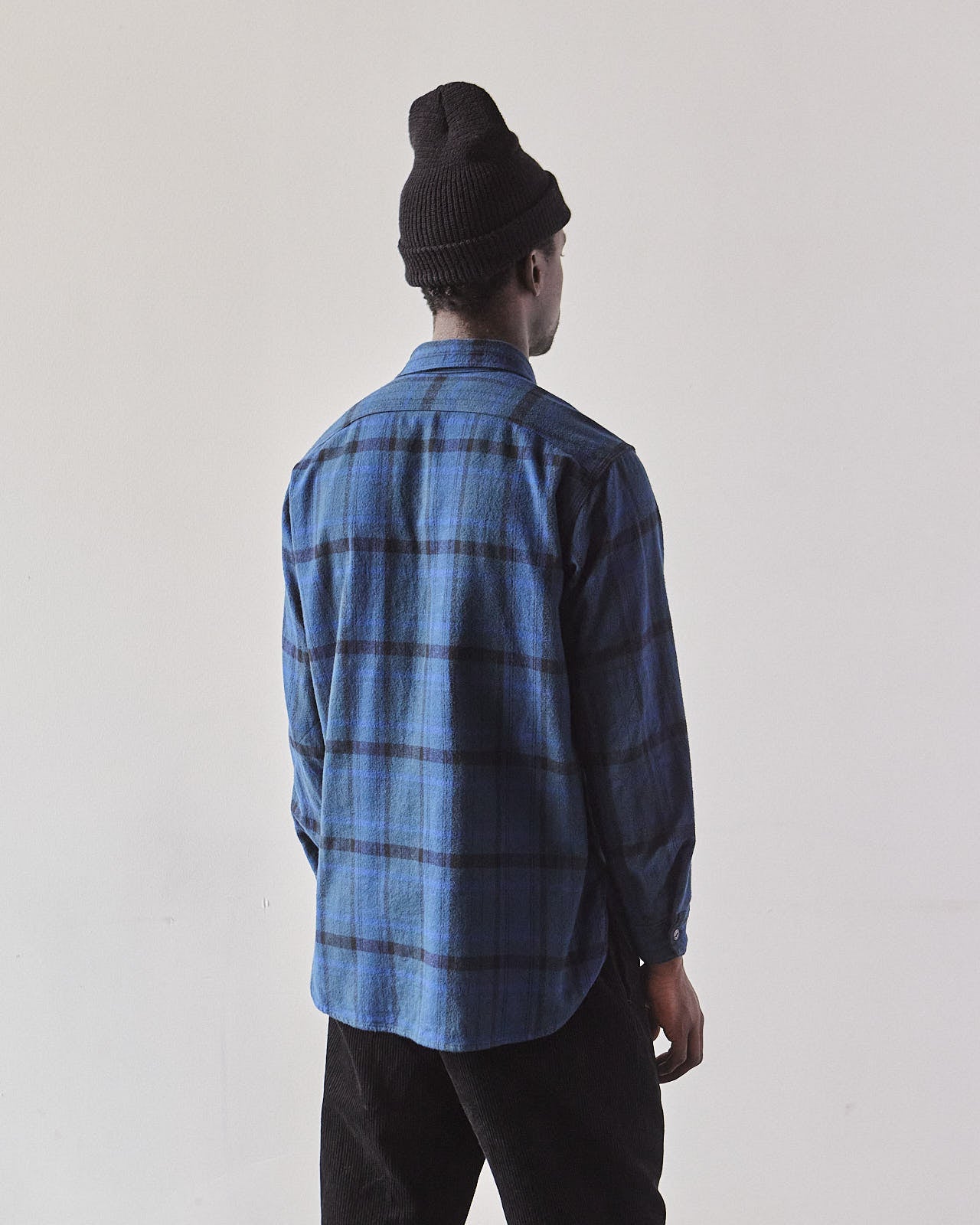 Engineered Garments Cotton Flannel Work Shirt, Navy/Black Plaid – Glasswing
