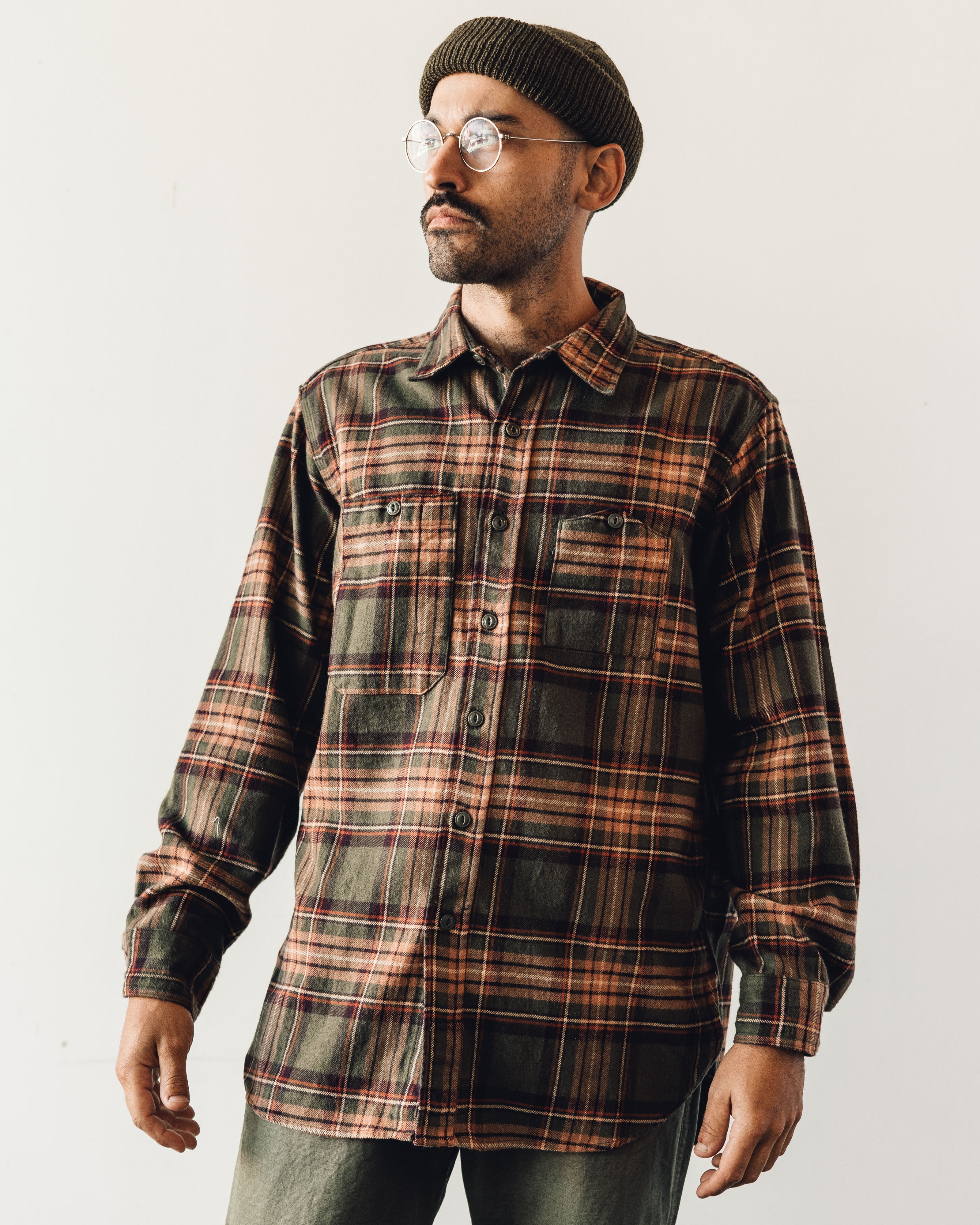 Engineered Garments Work Shirt, Olive/Brown – Glasswing