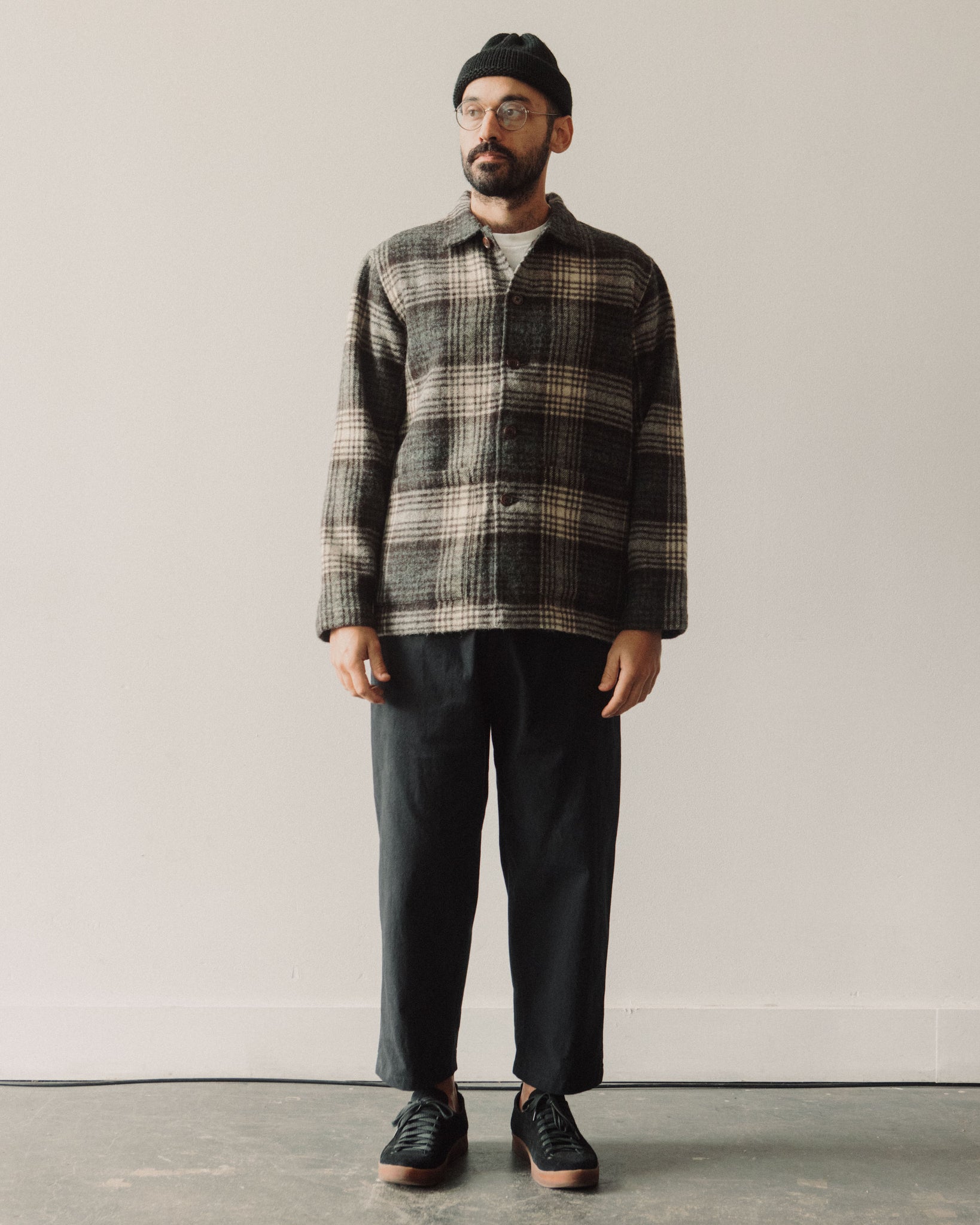 Universal Works Moon Check Easy Overshirt, Brown | Glasswing